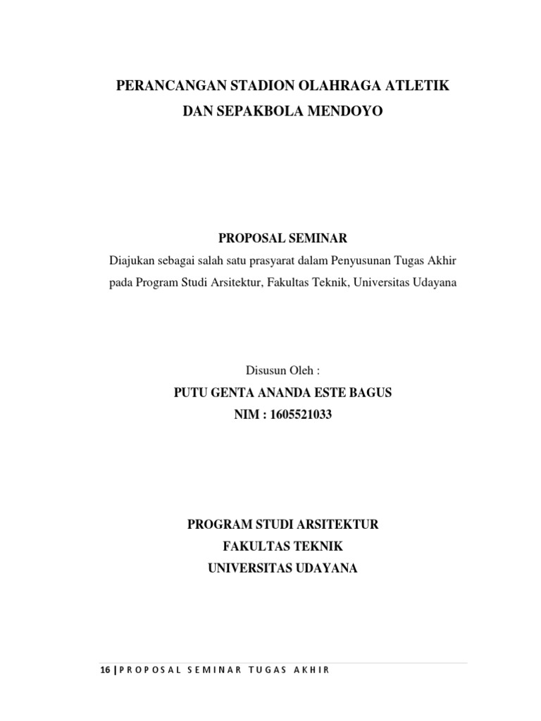 Proposal Perancangan Stadion Olahraga Atletik Dan Sepakbola Mendoyo | PDF