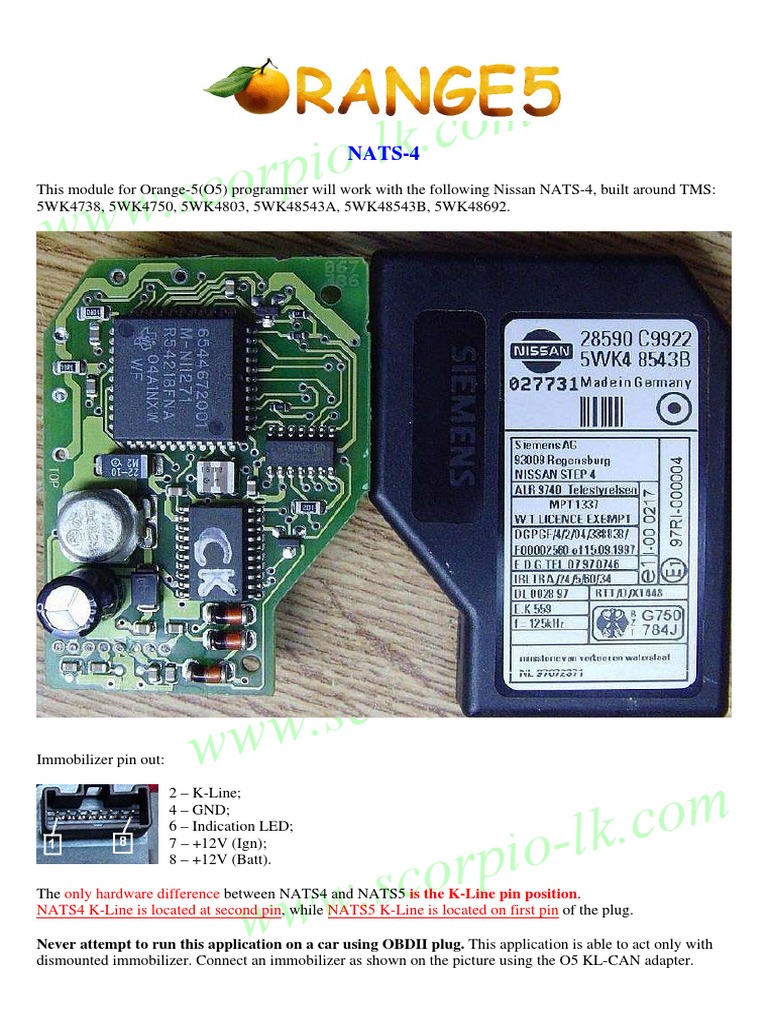 Guide to Programming the Orange-5 Module for Nissan NATS-4 Immobilizers ...