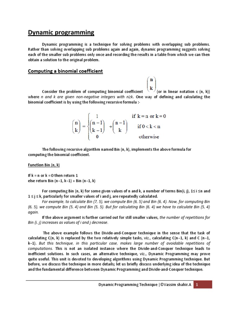 Dynamic Programming Technique | Download Free PDF | Dynamic Programming ...