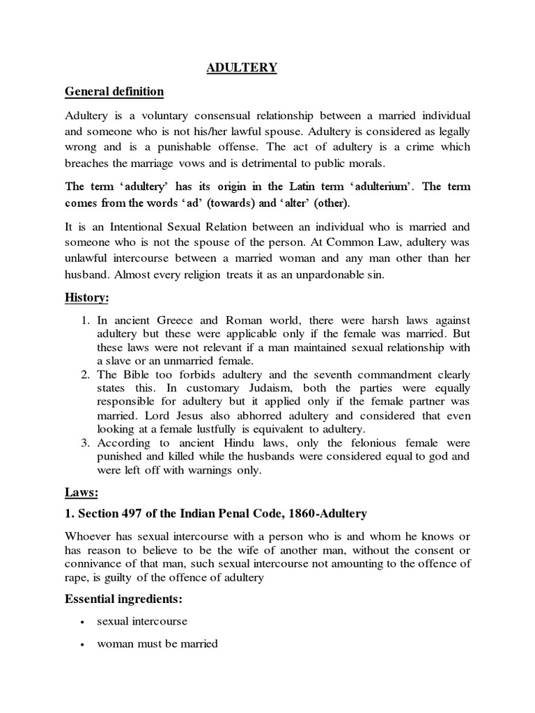 Adultery General Definition | PDF | Adultery | Marriage