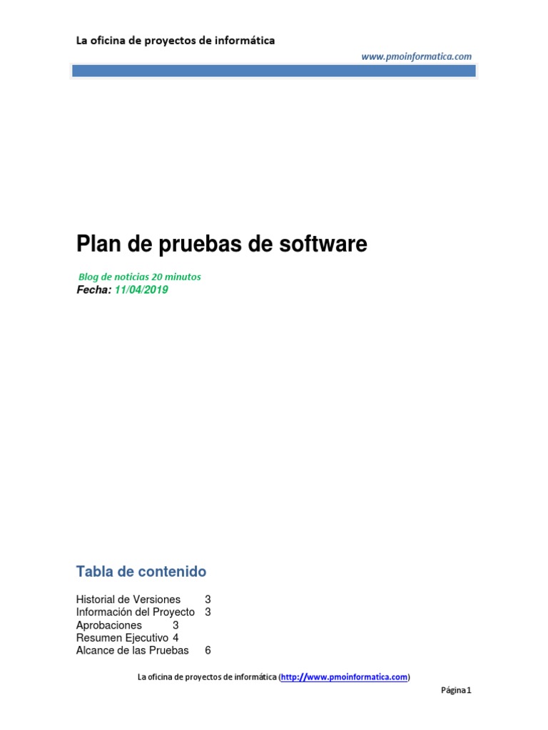 Plantilla de Plan de Pruebas de Software | PDF | Lenguaje de programación | Pruebas de software