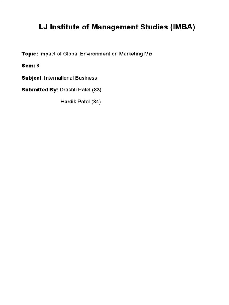 LJ Institute of Management Studies (IMBA) | PDF | Strategic Management ...