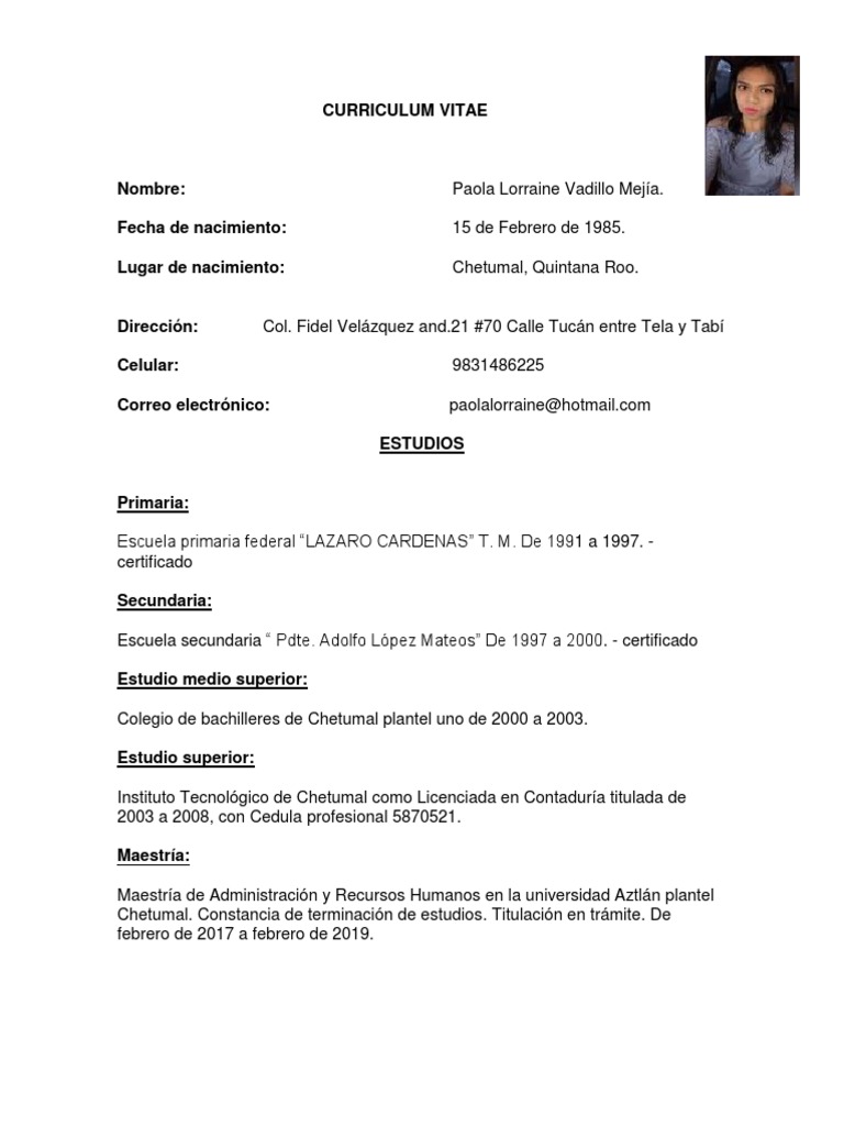 Curriculum Vitae Paola Vadillo Actualizado | PDF | Business | Educación avanzada