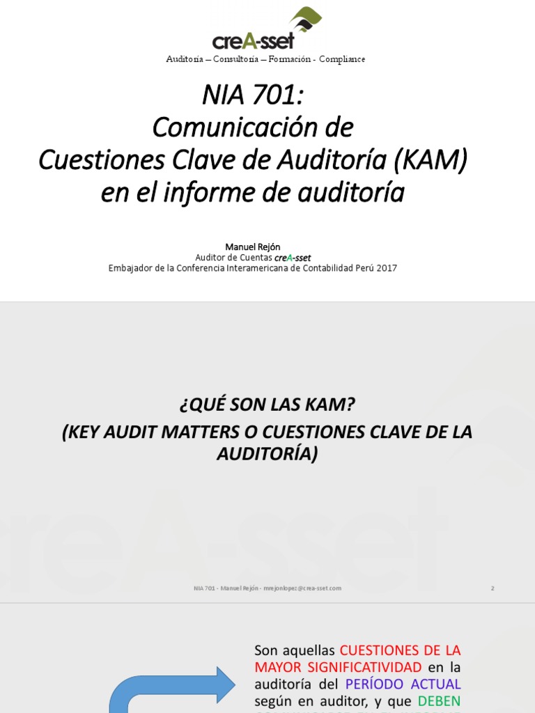 Nia 701 Comunicacion de Cuestiones Clave de Auditoria - Kam | PDF ...
