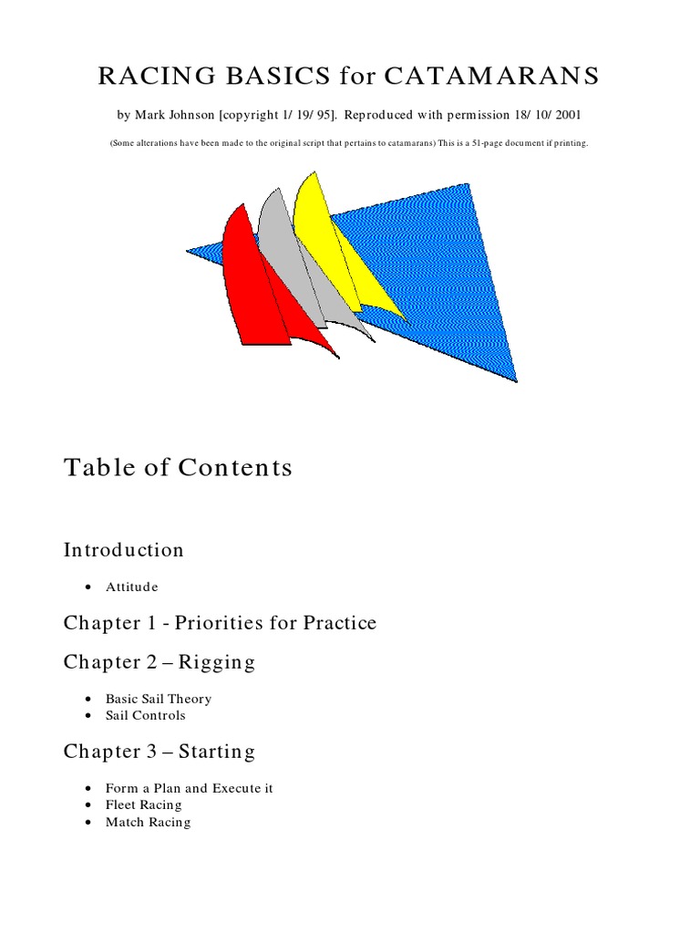 Racing Basics For Catamarans | PDF | Lift (Force) | Sail