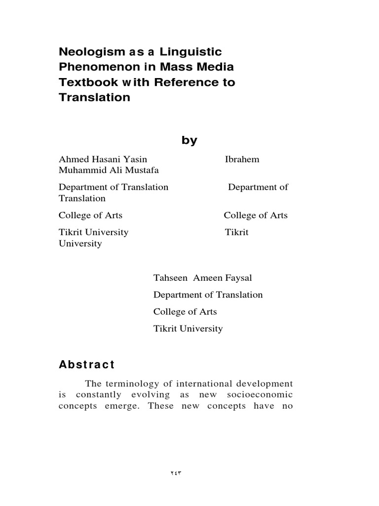 Neologism As A Linguistic Phenomenon | PDF | Semantics | Lexicon