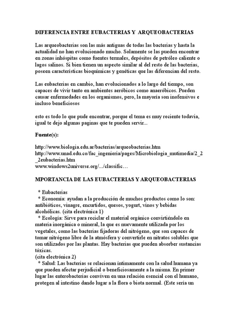 Eubacterias vs Arqueobacterias: Diferencias Clave | PDF | Archaea | Las bacterias