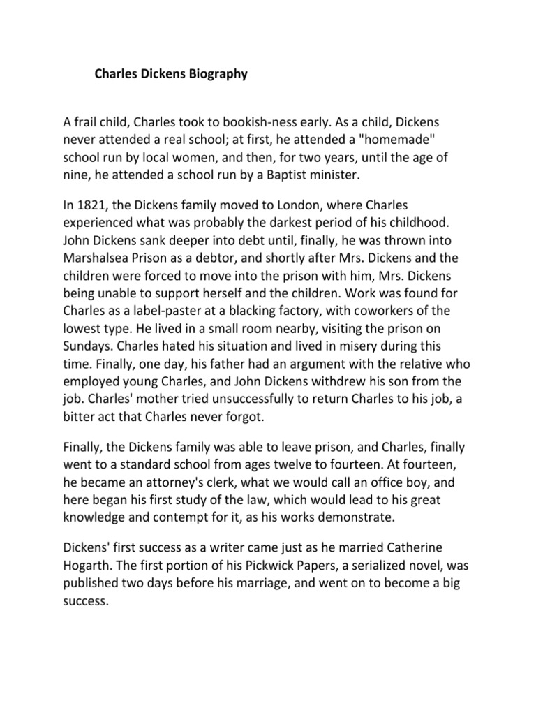 Charles Dickens' Biography | PDF | Charles Dickens
