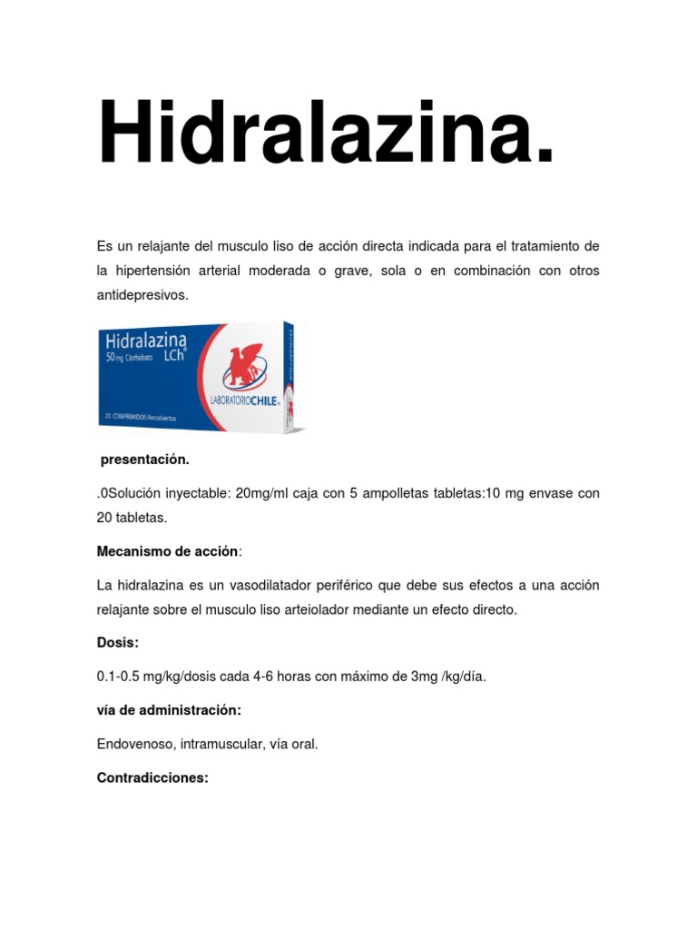 Hidralazina | PDF | Droga anti-inflamatoria libre de esteroides | Aspirina
