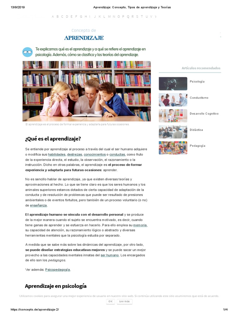 Aprendizaje - Concepto, Tipos de Aprendizaje y Teorías | PDF | Teoría ...