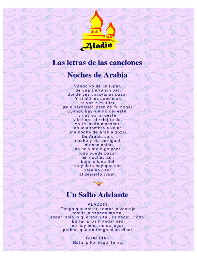 Aladdin 1994 Lyrics | PDF | Naturaleza