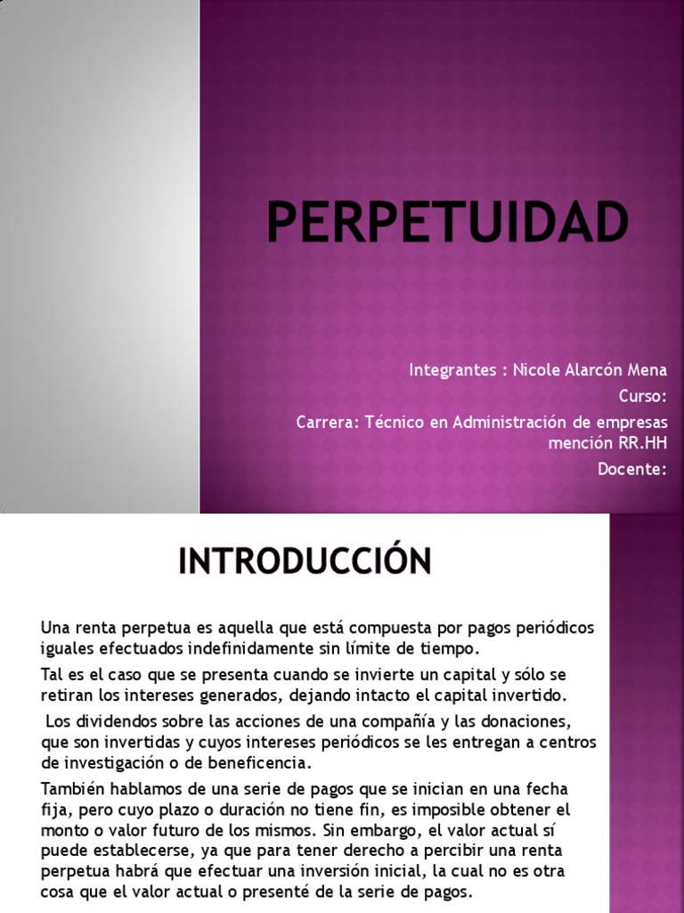 Perpetuidad | PDF | Compartir (Finanzas) | Inversiones