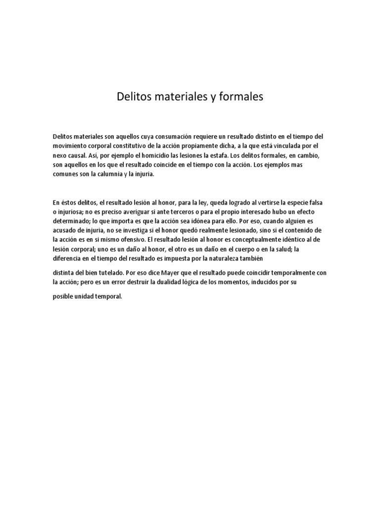Delitos Materiales y Formales | PDF