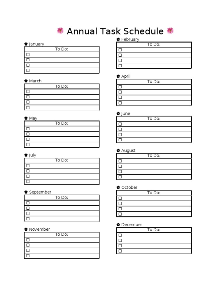 HMN Annual Task Schedule | PDF