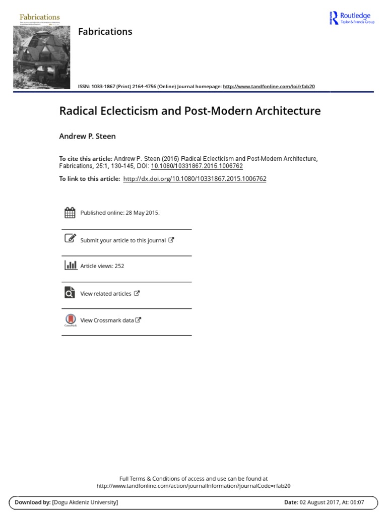 Radical Eclecticism and Post-Modern Architecture | PDF | Postmodernism ...