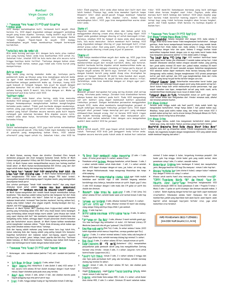 Brosur Manfaat Virgin Coconut Oil VCO | PDF