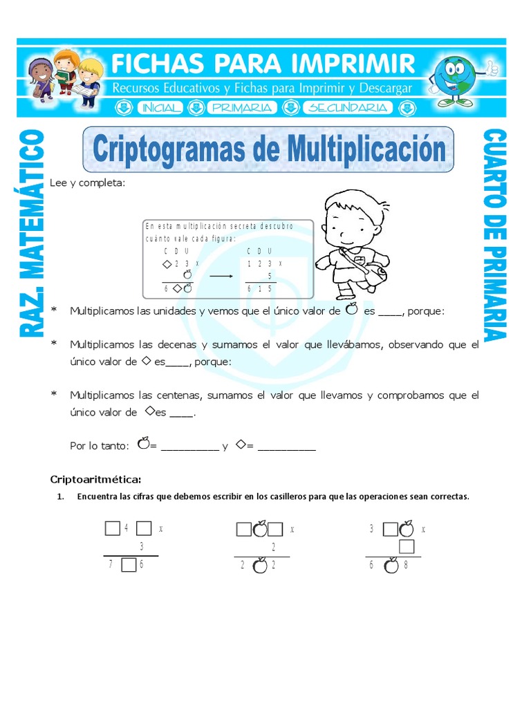Criptogramas de Matematica | PDF | Enseñanza de matemática