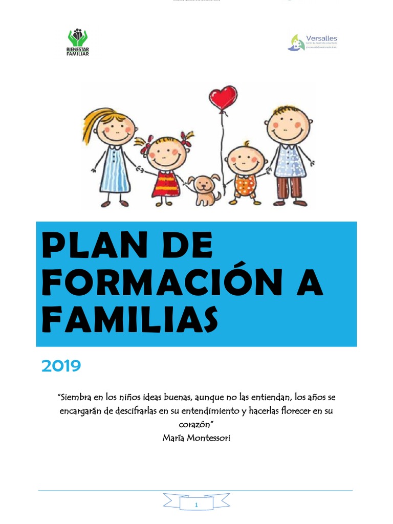 Plan de Formación a Familias Completo 2019 | Aprendizaje | Alimentos