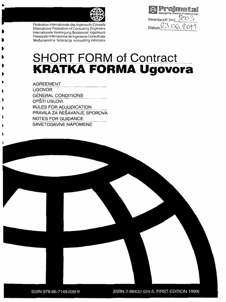 Fidic Kratka Forma Ugovora | PDF
