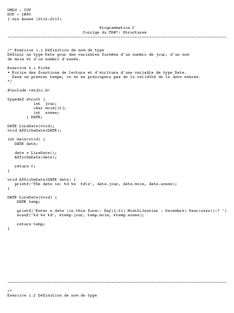Corrige-Td7 Struct PDF | PDF | Bibliothèque logicielle | Standards informatiques