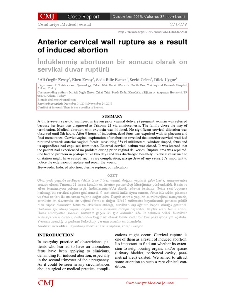 Cervical Rupture: A Rare but Potentially Serious Complication of ...