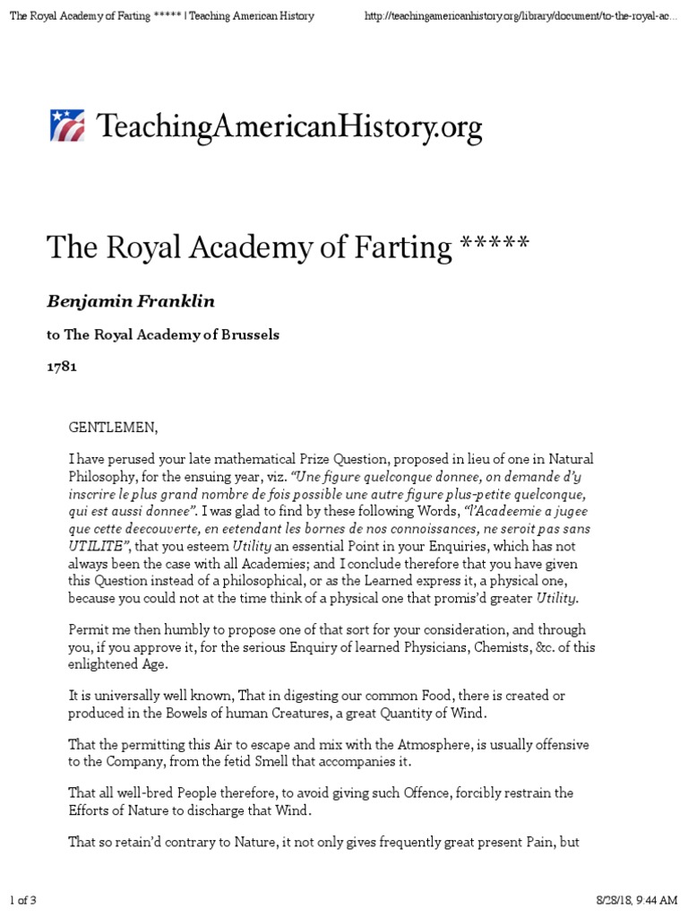 B. Franklin Fart Proudly | PDF