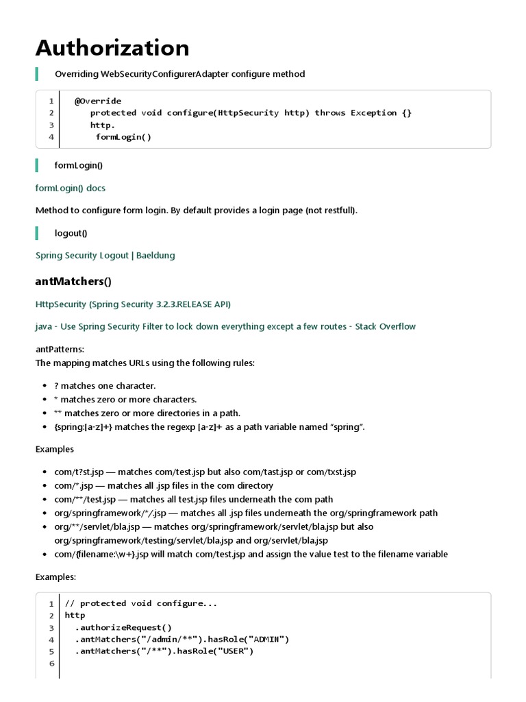Authorization | PDF | Java Servlet | Java Server Pages