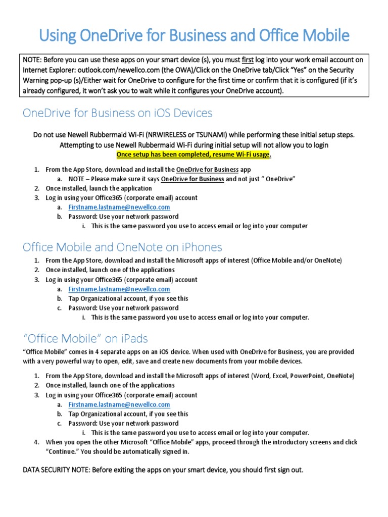 Using Onedrive For Business and Office Mobile | PDF | Office 365 ...