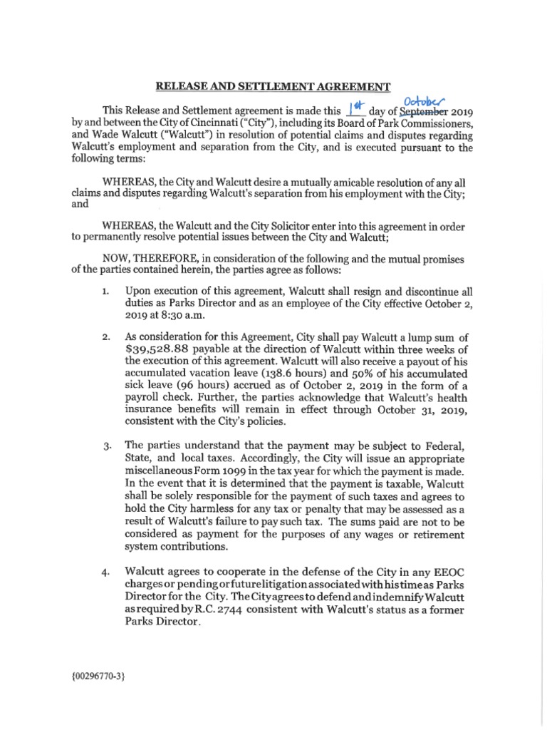 Walcutt Settlement Agreement | PDF