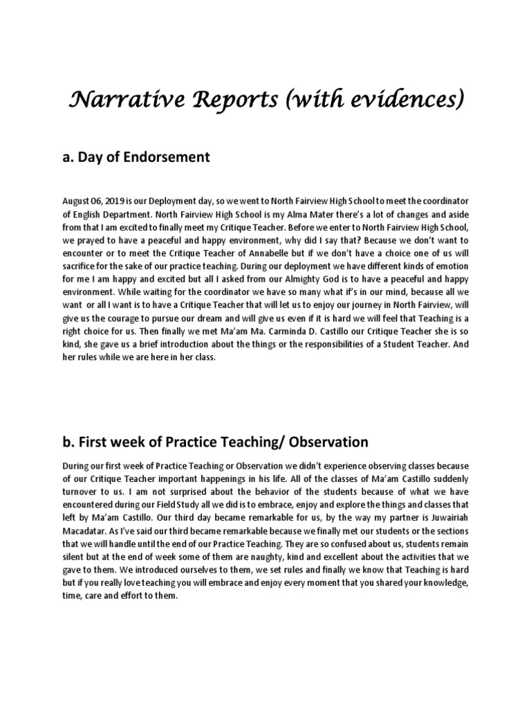 Narrative Reports (With Evidences) : A. Day of Endorsement | PDF ...