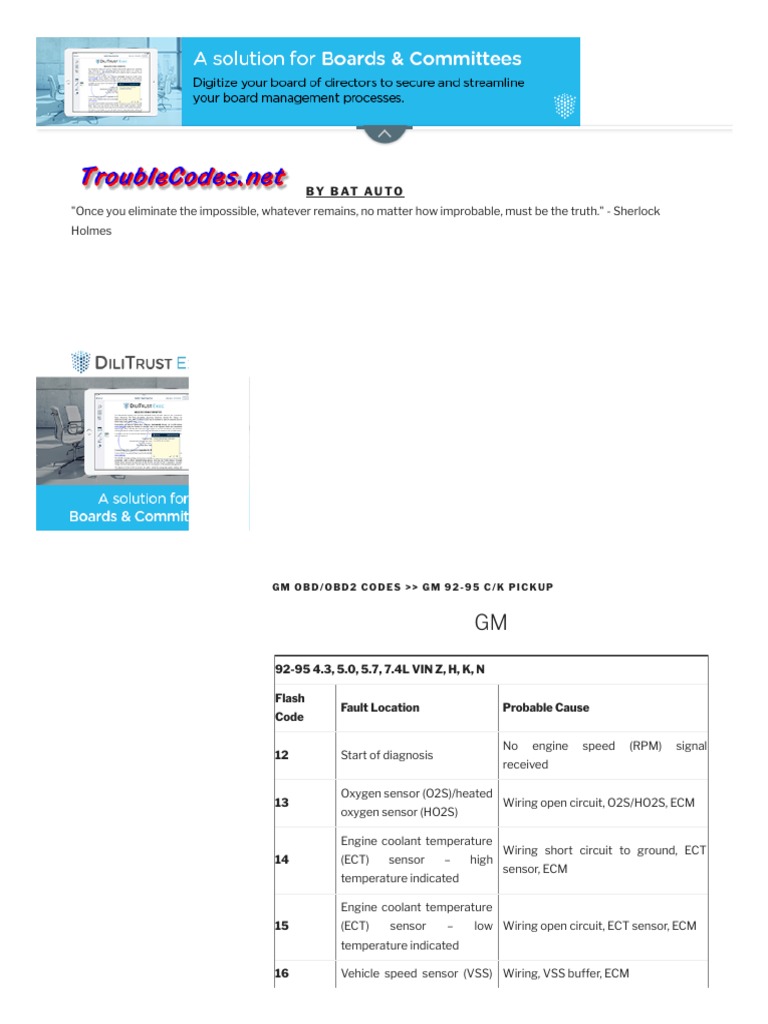 GM OBD/OBD2 Codes for 92-95 Models | PDF | Transmission (Mechanics ...