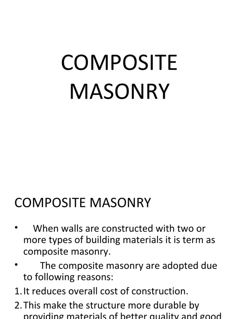 Types and Uses of Composite Masonry Structures | PDF | Masonry | Brick
