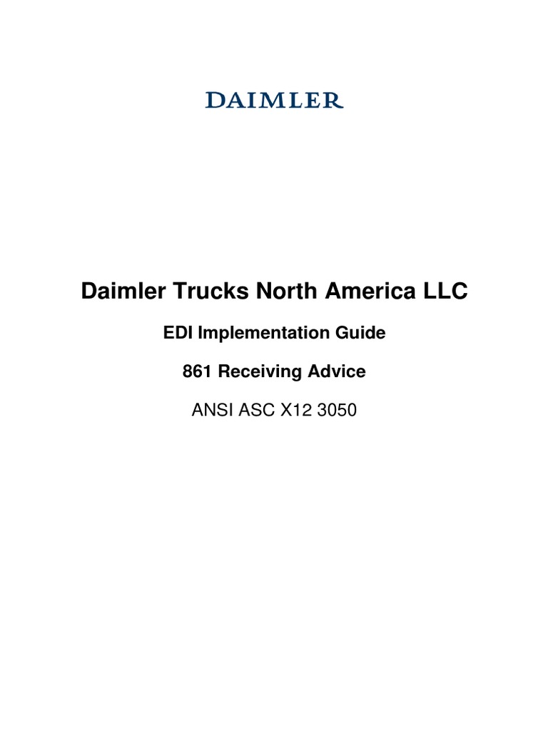 Daimler Trucks North America LLC: EDI Implementation Guide 861 ...