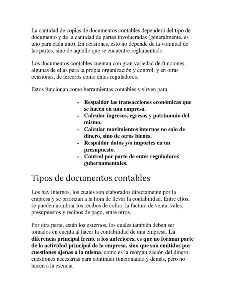 Tipos de Documentos Contables | PDF | Contabilidad | Presupuesto