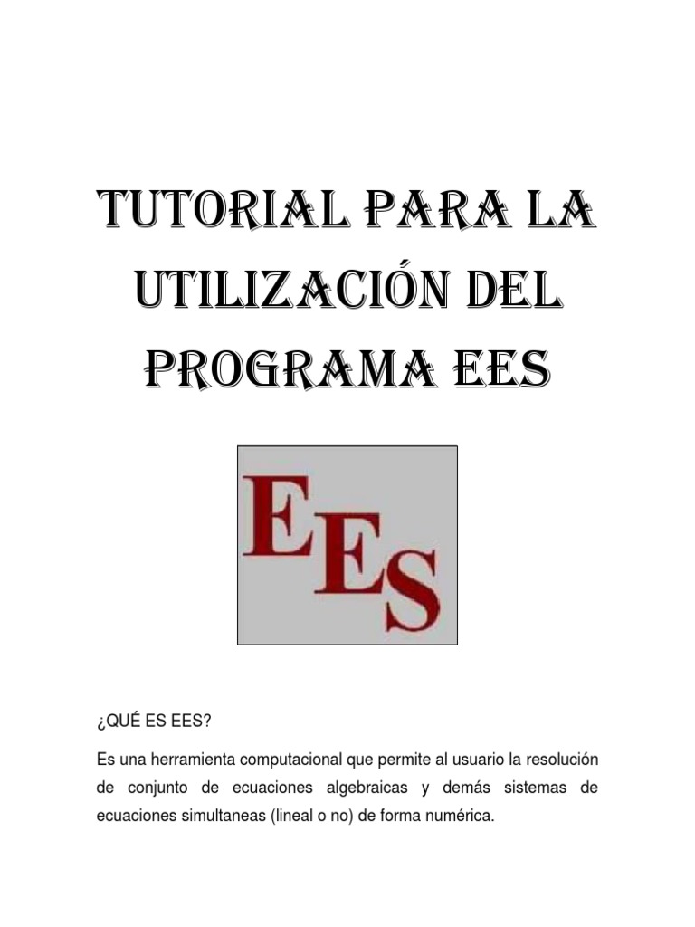 Tutorial EES PDF | PDF | Ecuaciones | Ventana (informática)