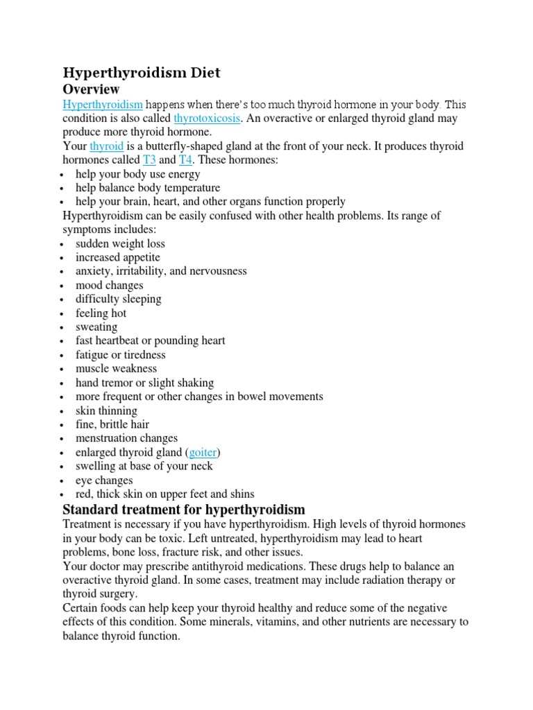 Hyperthyroidism Diet | PDF | Hyperthyroidism | Food And Drink