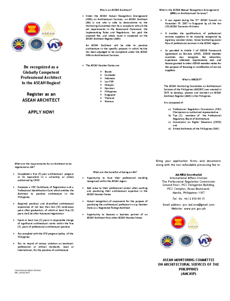 Register As An Asean Architect Apply Now! | PDF | Association Of ...