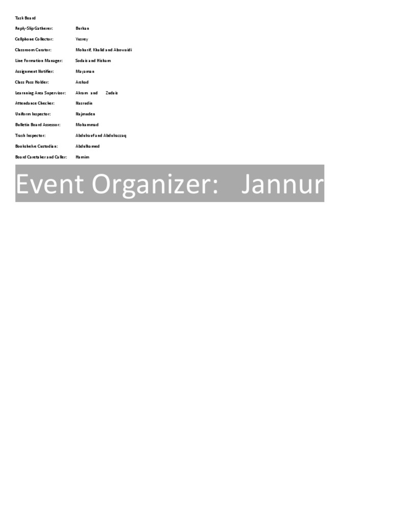 Classroom Task Board Assignments | PDF