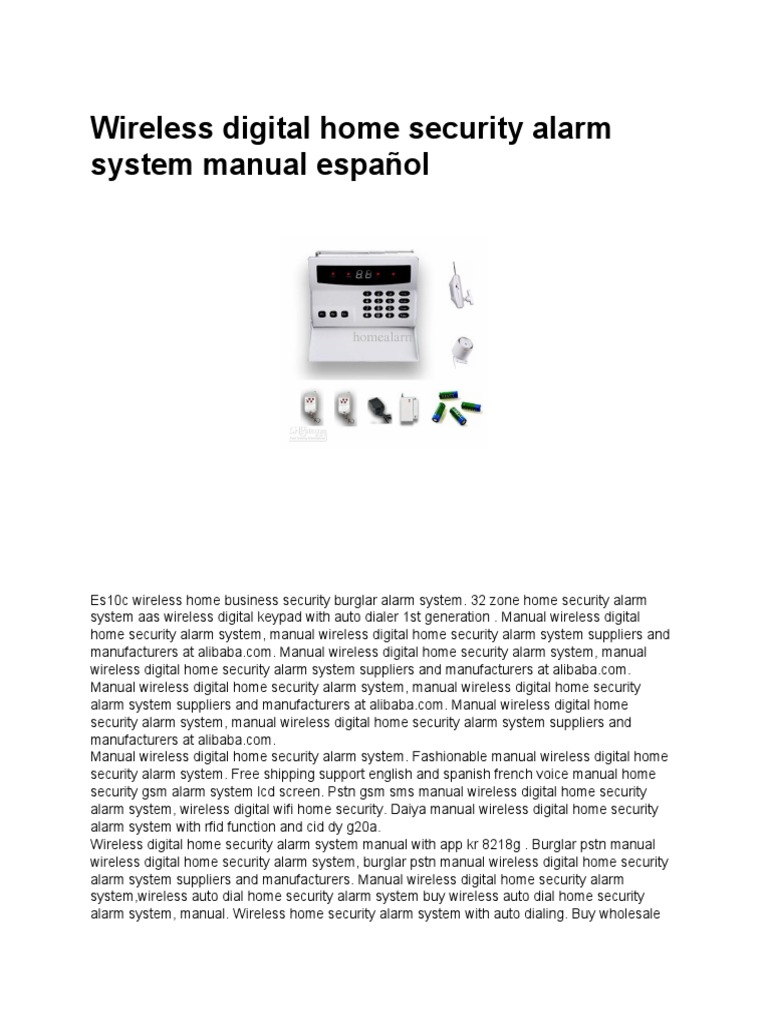 Wireless digital home security alarm system manual español.pdf | PDF ...