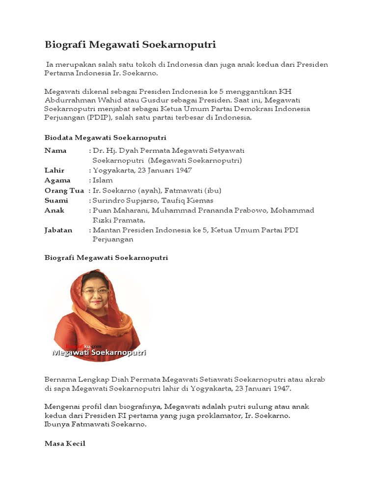 Biografi Megawati Soekarnoputri | PDF