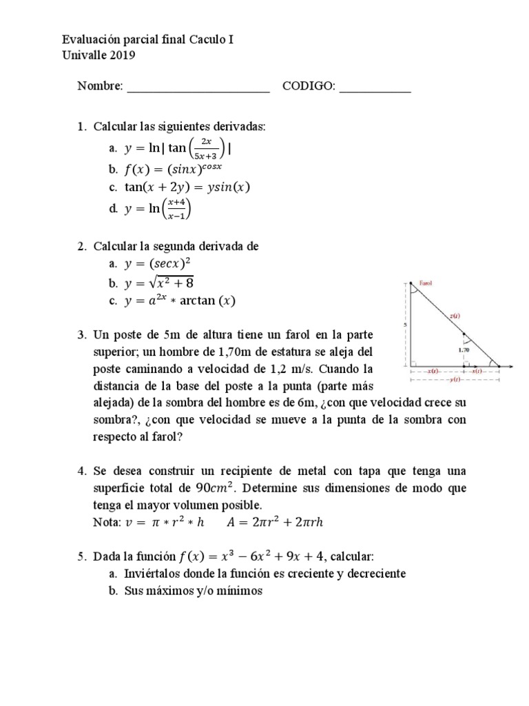 Parcial Final Calculo I Univalle | PDF