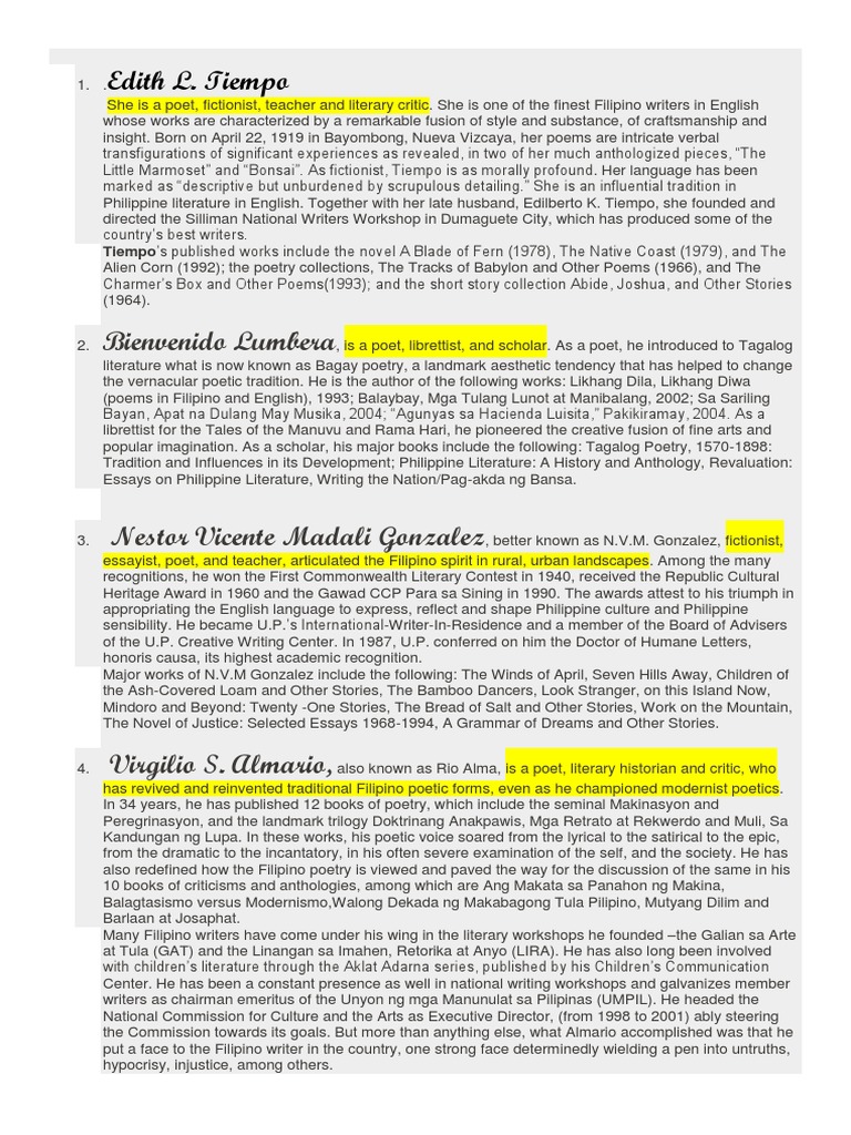 The 10 Canonical Authors | Download Free PDF | Philippines | Poetry