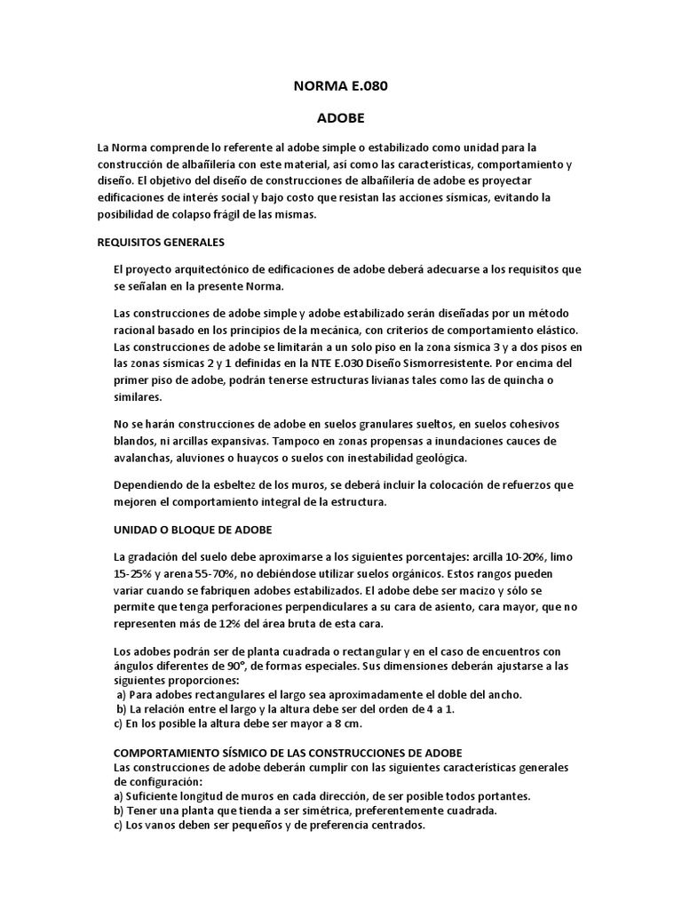 Resumen NORMA E 080 | PDF | Fundación (Ingeniería) | Sectores Economicos