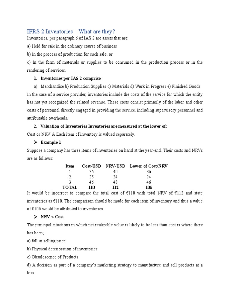 IFRS 2 Inventories | PDF | Inventory | International Financial ...