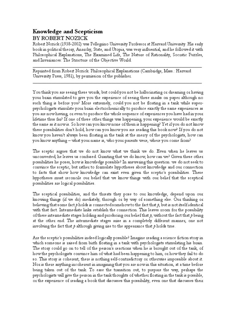 Knowledge and Scepticism | PDF | Epistemology | Skepticism