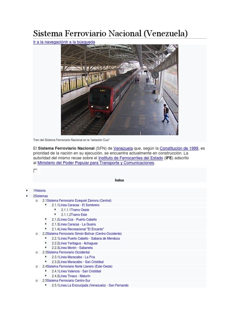 Sistema Ferroviario Nacional de Venezuela | PDF | Venezuela ...