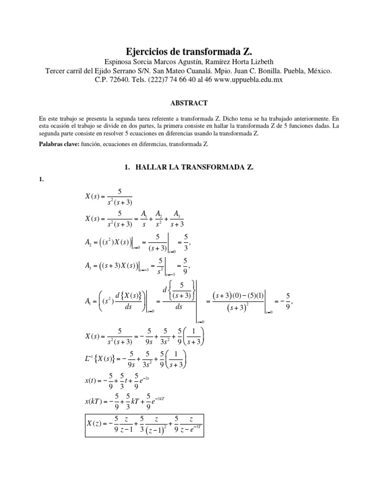 Ejercicios de Transformada Z | PDF