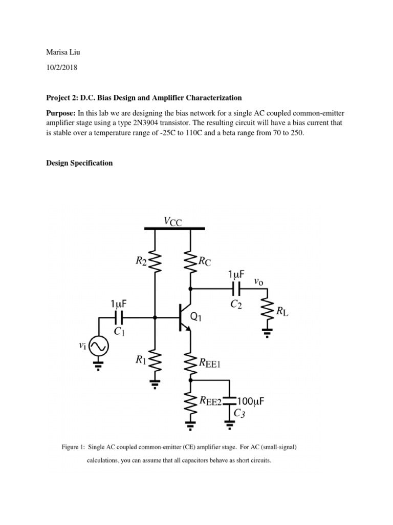Project 2: Characterization and Design of a Stable Bias Network for an AC Coupled Common-Emitter ...