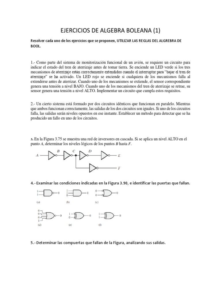 Ejercicios Algebra Booleana | PDF