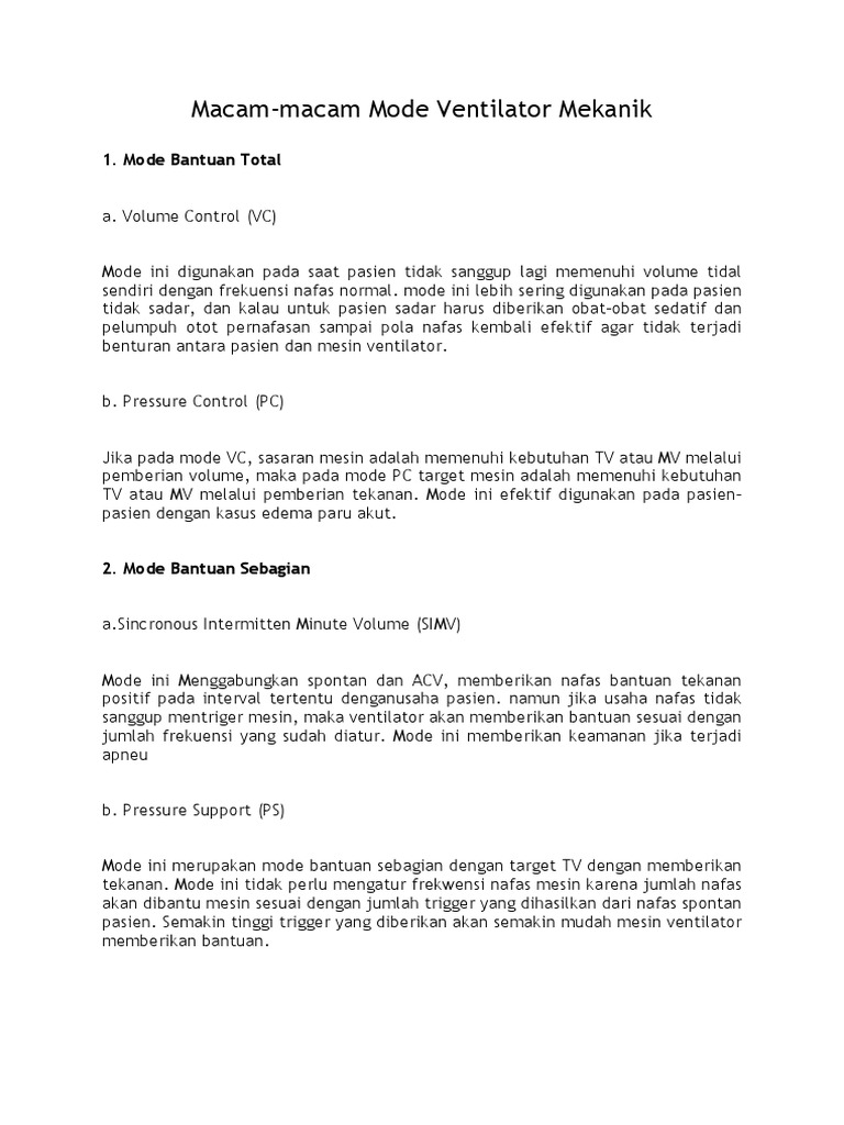 Mode Ventilator | PDF